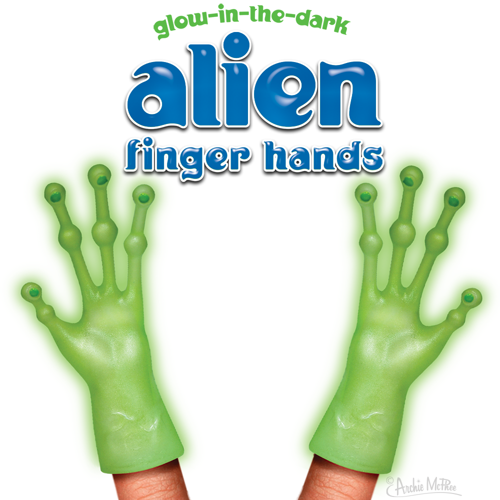 Glow-in-the-Dark Alien Finger Hands - Set of 10 – Archie McPhee